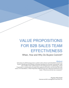 Value Propositions for B2B Sales Team Effectiveness: When, How and Why ...